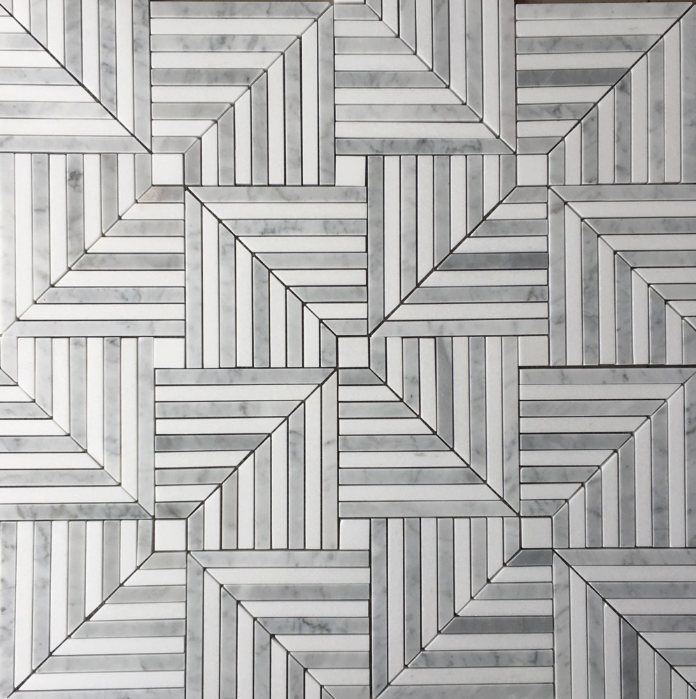 CHICAGO CARRARA & THASSOS HONED Marble Mosaic - Luscombe Tiles