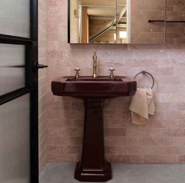 ROSSO CREMA (Pink) LONG TUMBLED Marble Subway in Melbourne | Luscombe Tiles